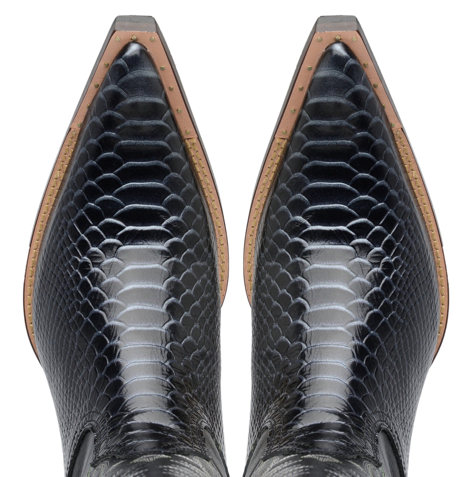 Bota Cano Longo Masculina Couro Bico Fino Anaconda Black